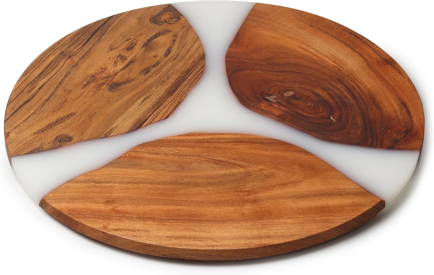 17.5" Epoxy and Acacia Wood Lazy Susan Turntable, Organizer for Kitchen ...