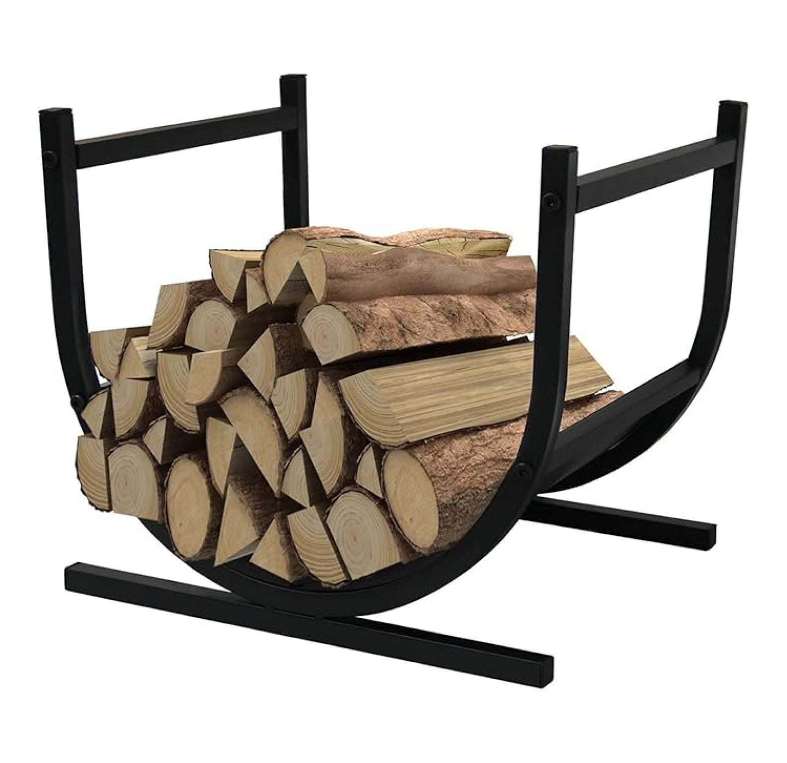 17.5" Firewood Log Rack for Firewood, U-Shaped Heavy-Duty Iron Log Rack ...