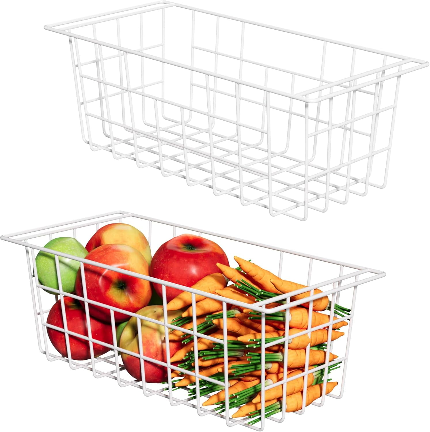 17.5 Inch Freezer Organizer Bins for Chest Freezer, 2Pack Metal Wire ...