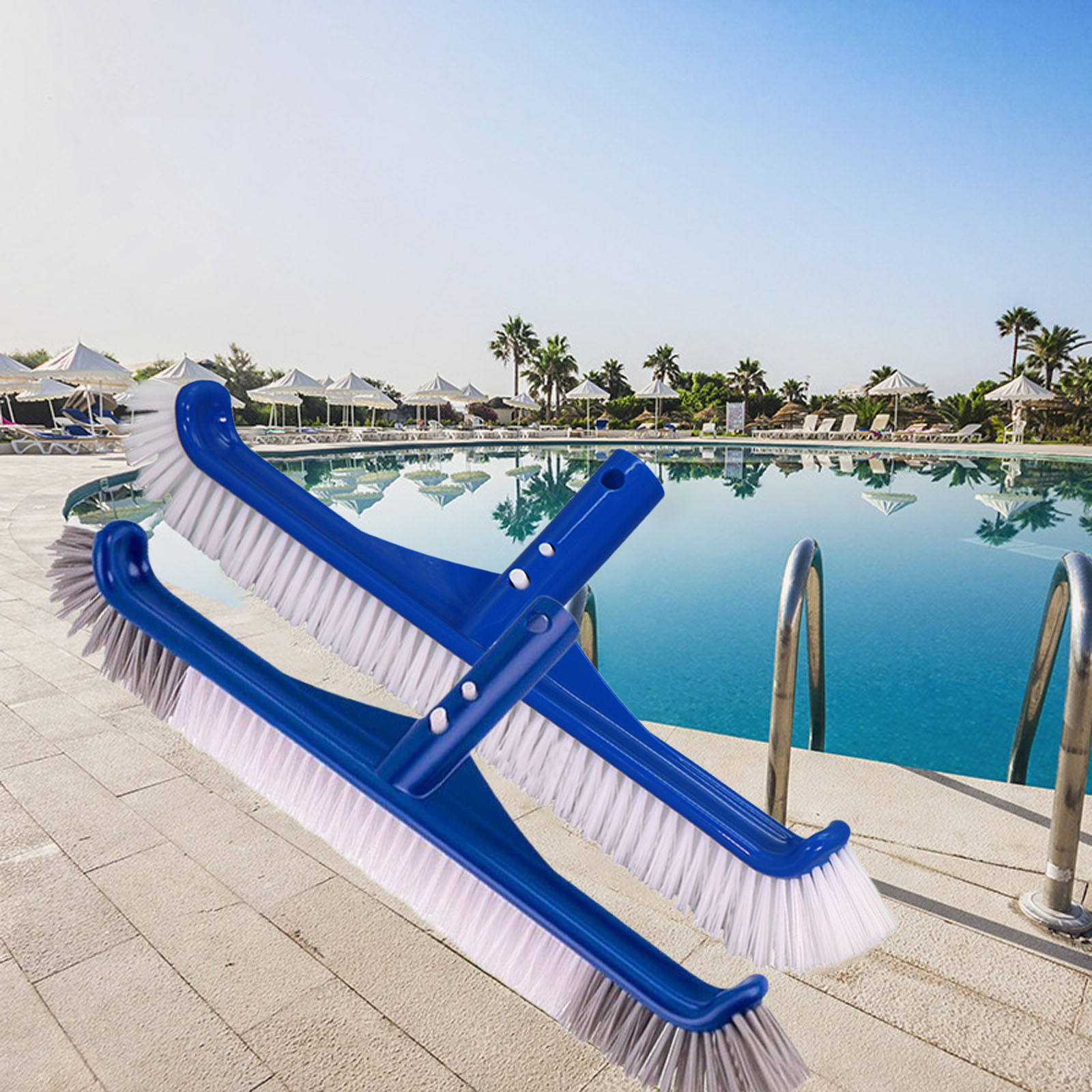 17.5 Inch Heavy Duty Pool Cleaning Brush with Thickened Bristles for ...