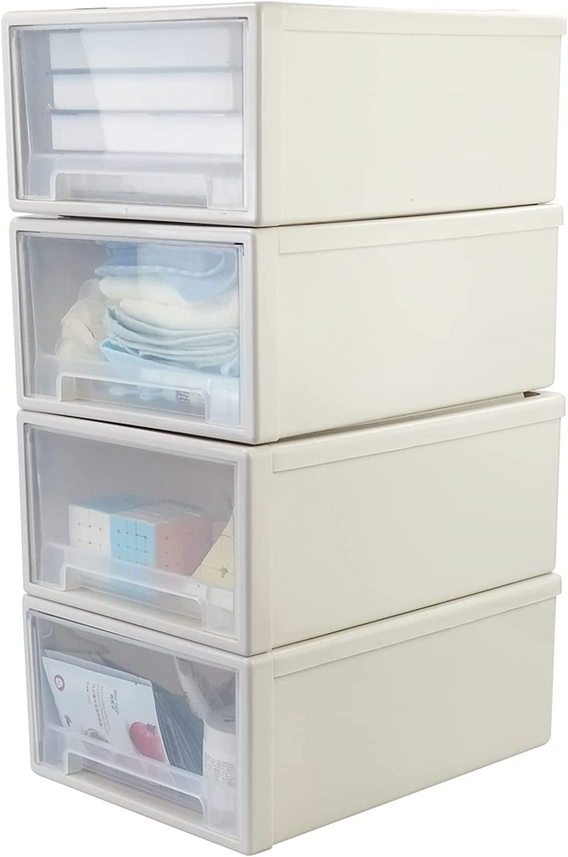17.5 Quart 4 Pack Stacking Storage Drawer, Plastic Chest of Drawer ...