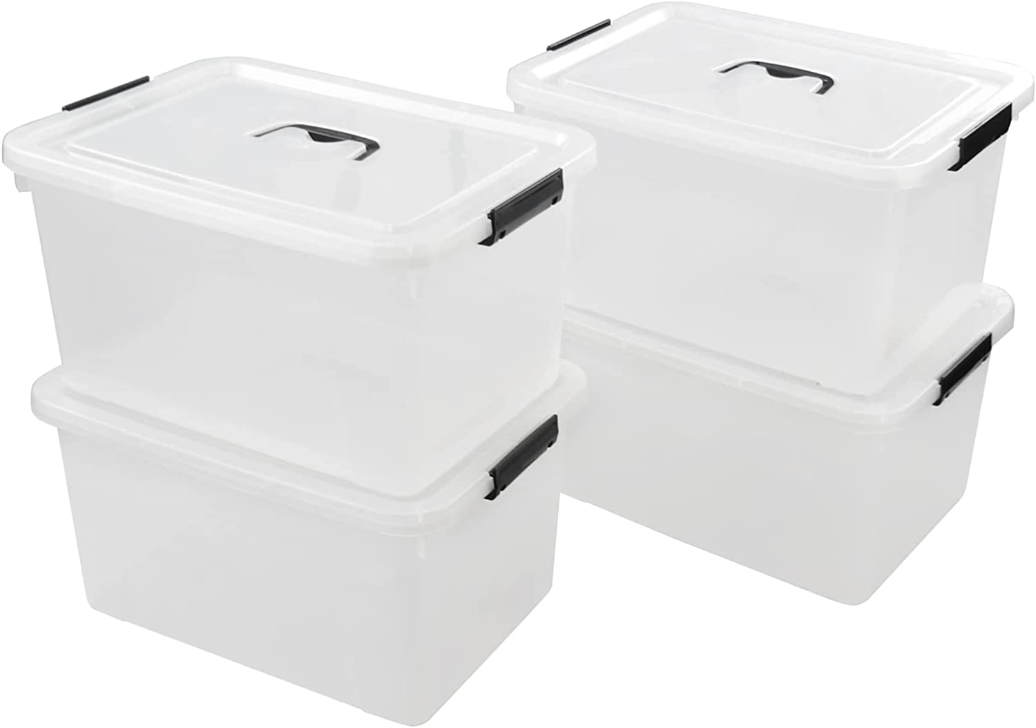 17.5 Quart Clear Storage Box, Plastic Storage Bins with Lids, 4-Pack ...