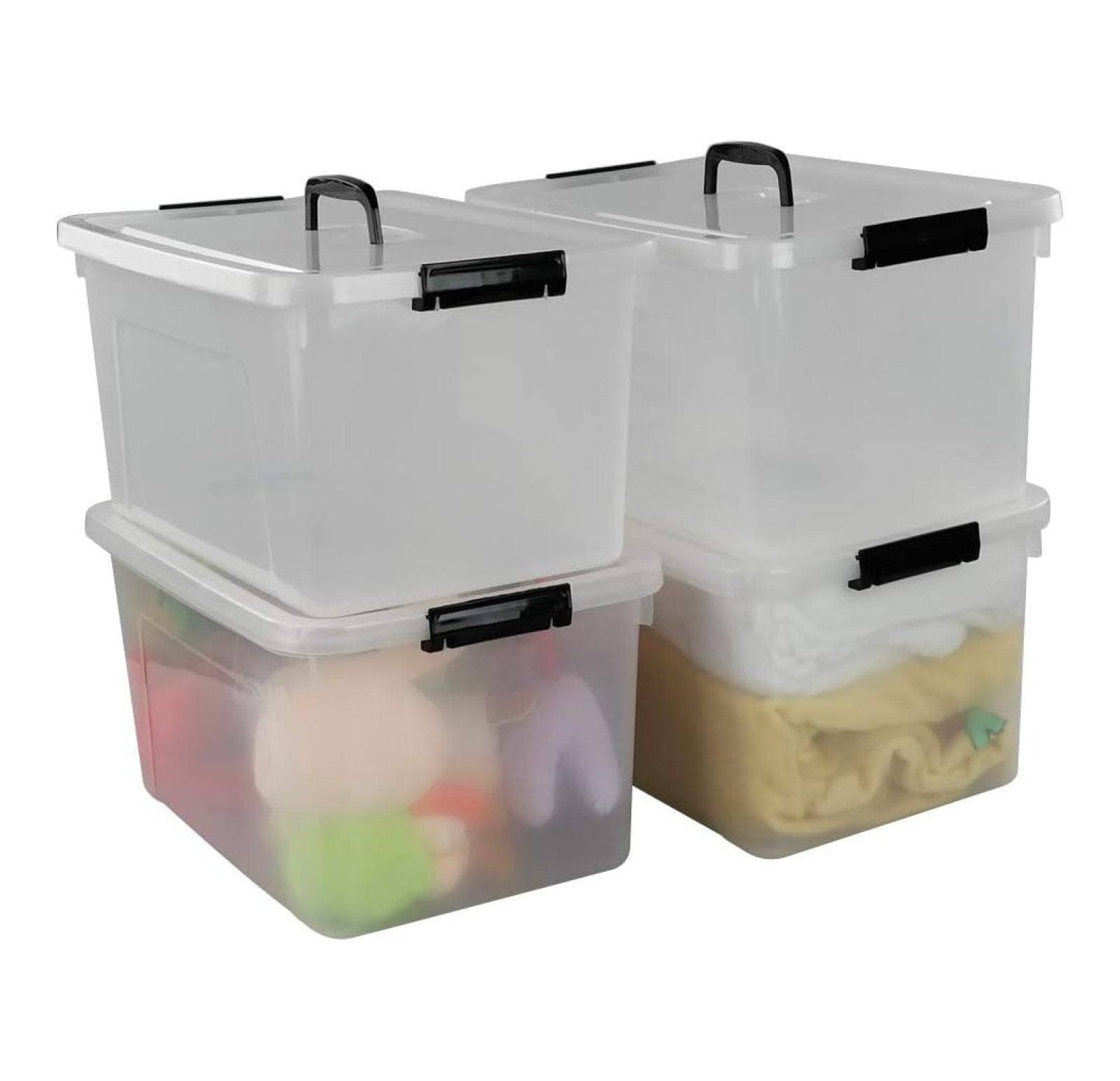 17.5 Quart Plastic Large Storage Container, Clear Bin with Handle and ...