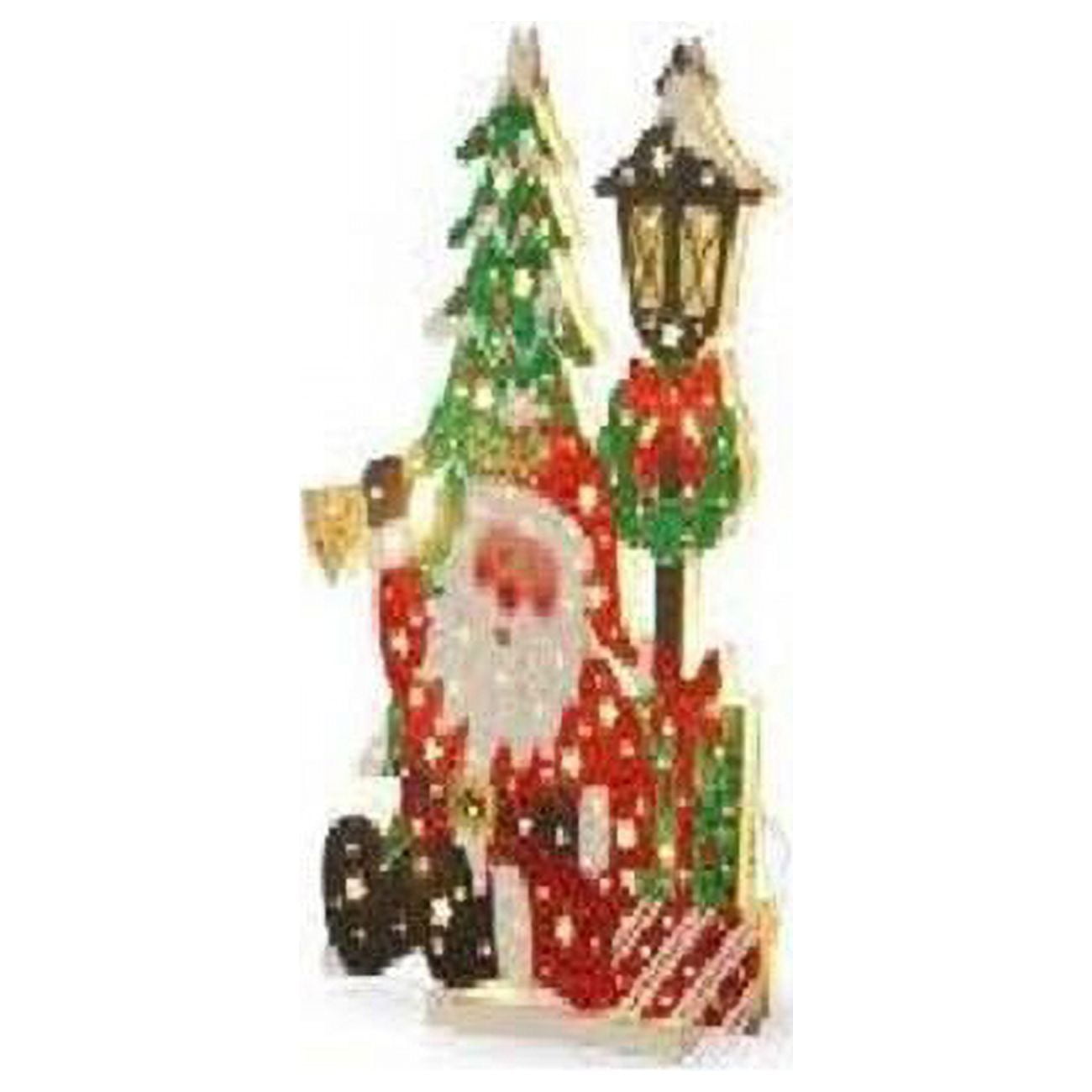 17.5 in. Santa & Lamp Post with 13 Warm White Battery Operated Indoor ...