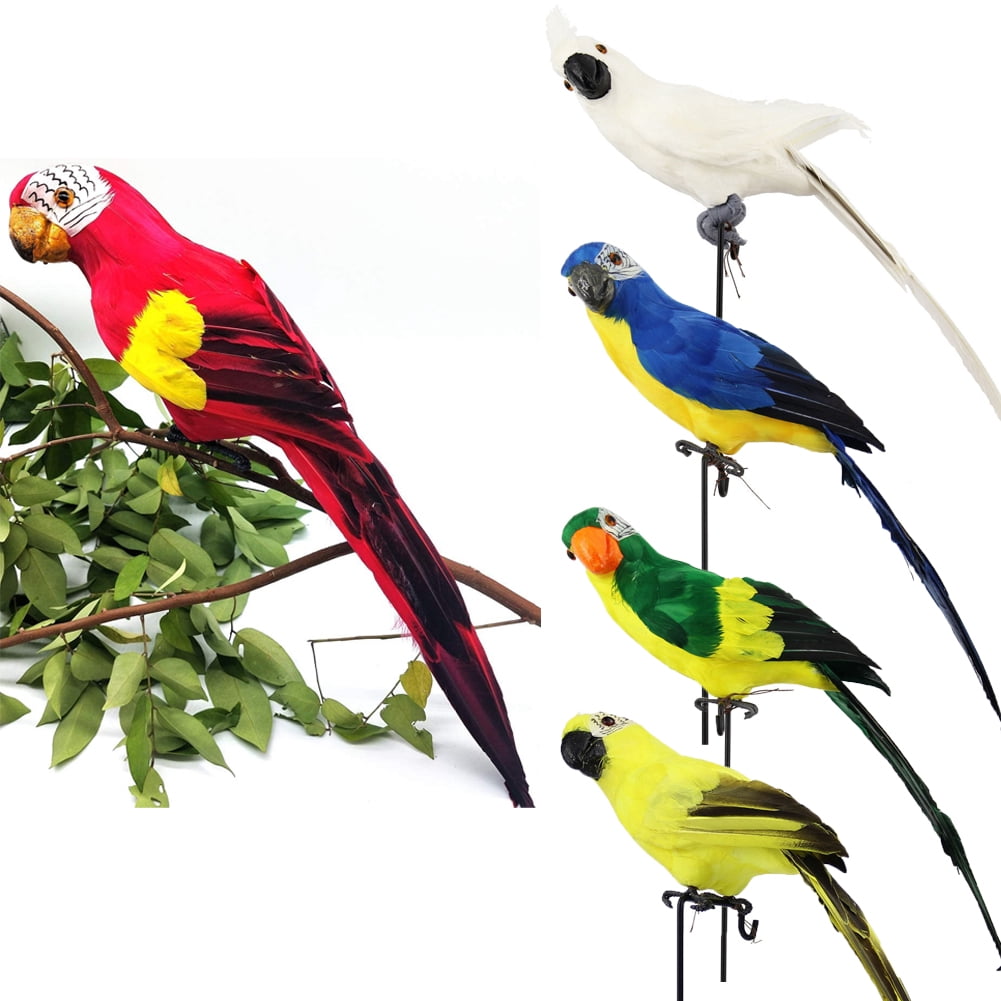 17.5 inches Large Red Macaw Parrot Artificial Feather Bird for Modern ...