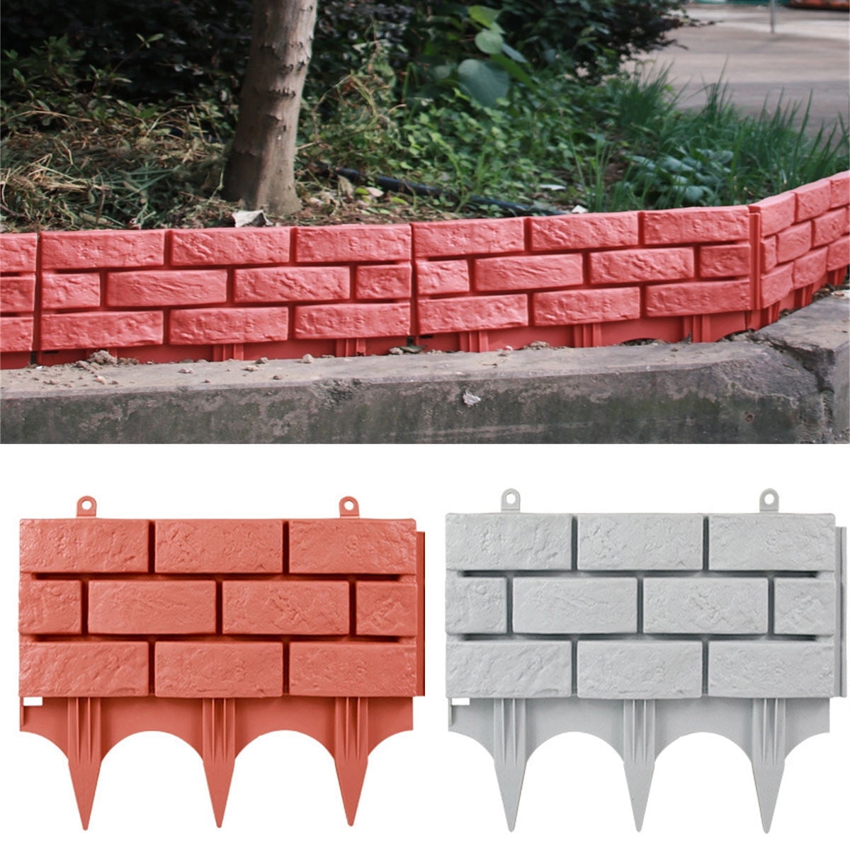 17.5" x 13” Stone Brick Plastic Garden Border Edging - Walmart.com