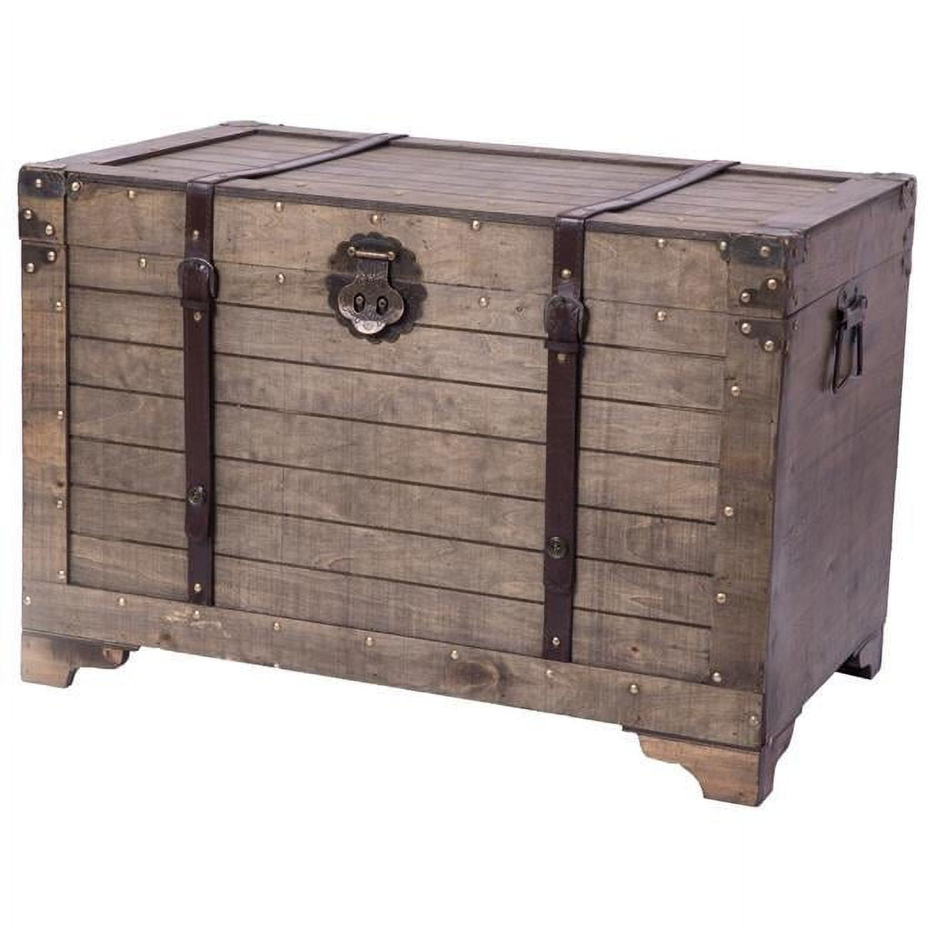 17.5 x 20 x 29 in. Old Fashioned Natural Wood Storage Trunk & Coffee ...