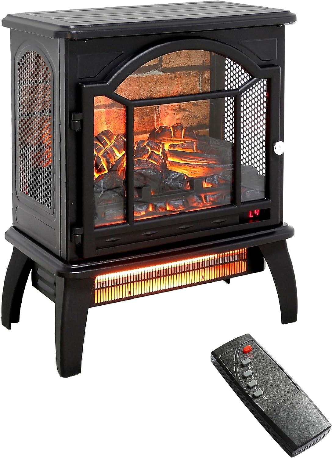 17.5Inch 3D Infrared Electric Stove Heater, Free-Standing Infrared ...