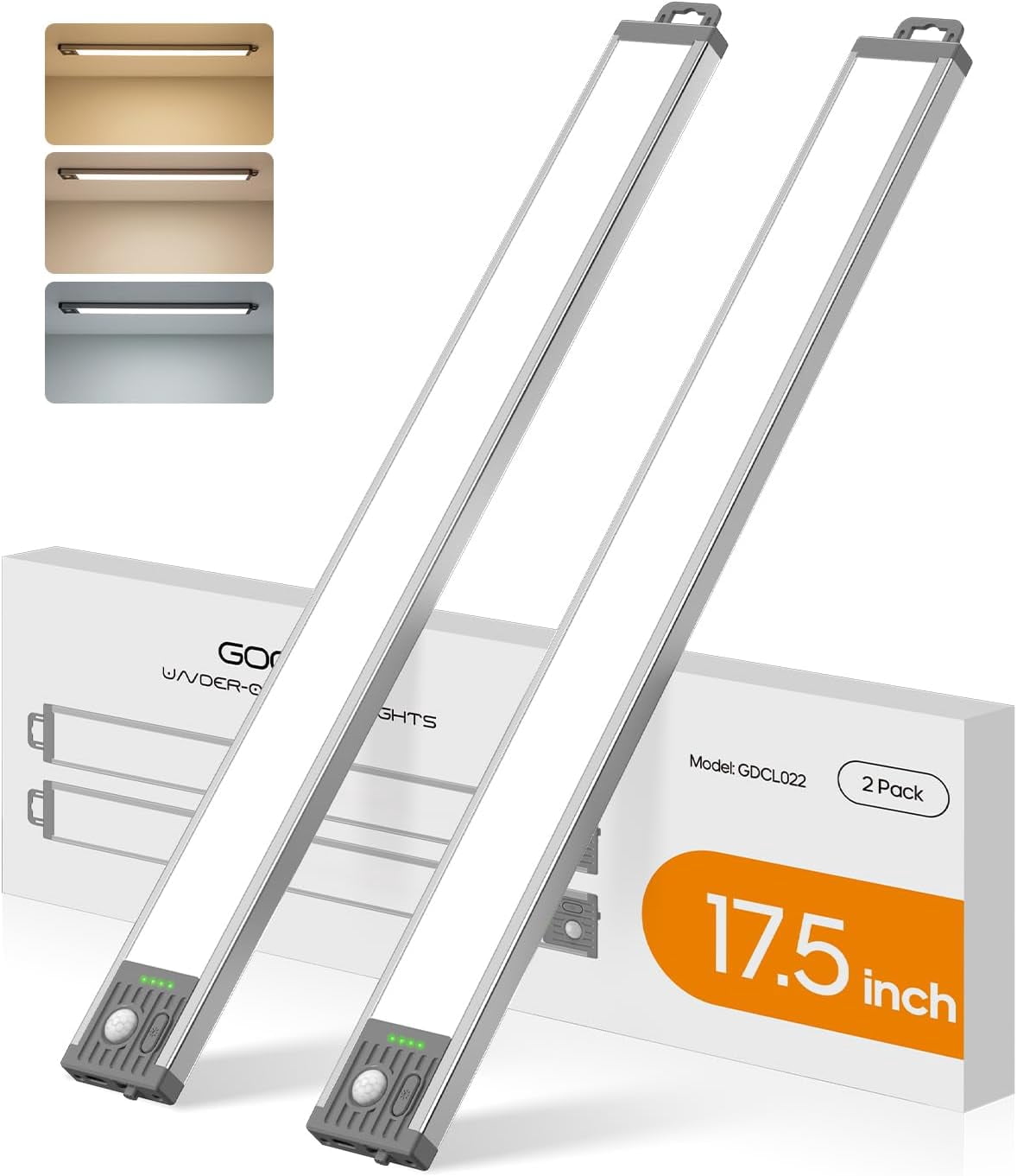 17.5Inch Under Cabinet Lighting, 4500mAh Rechar able Battery Motion ...