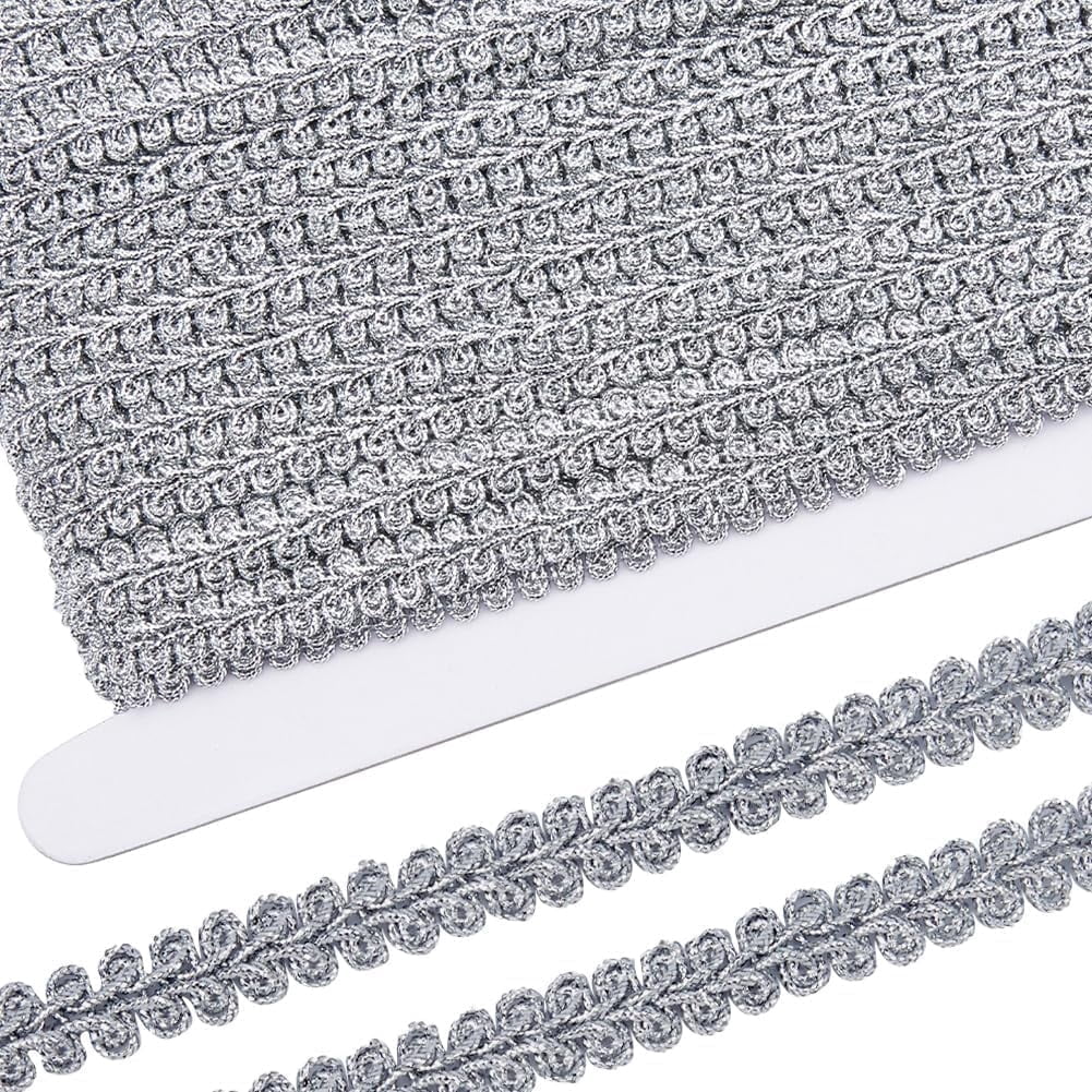 17.5Yards Metallic Lace Trim Embroidered Silver Centipede Edge Ribbon ...