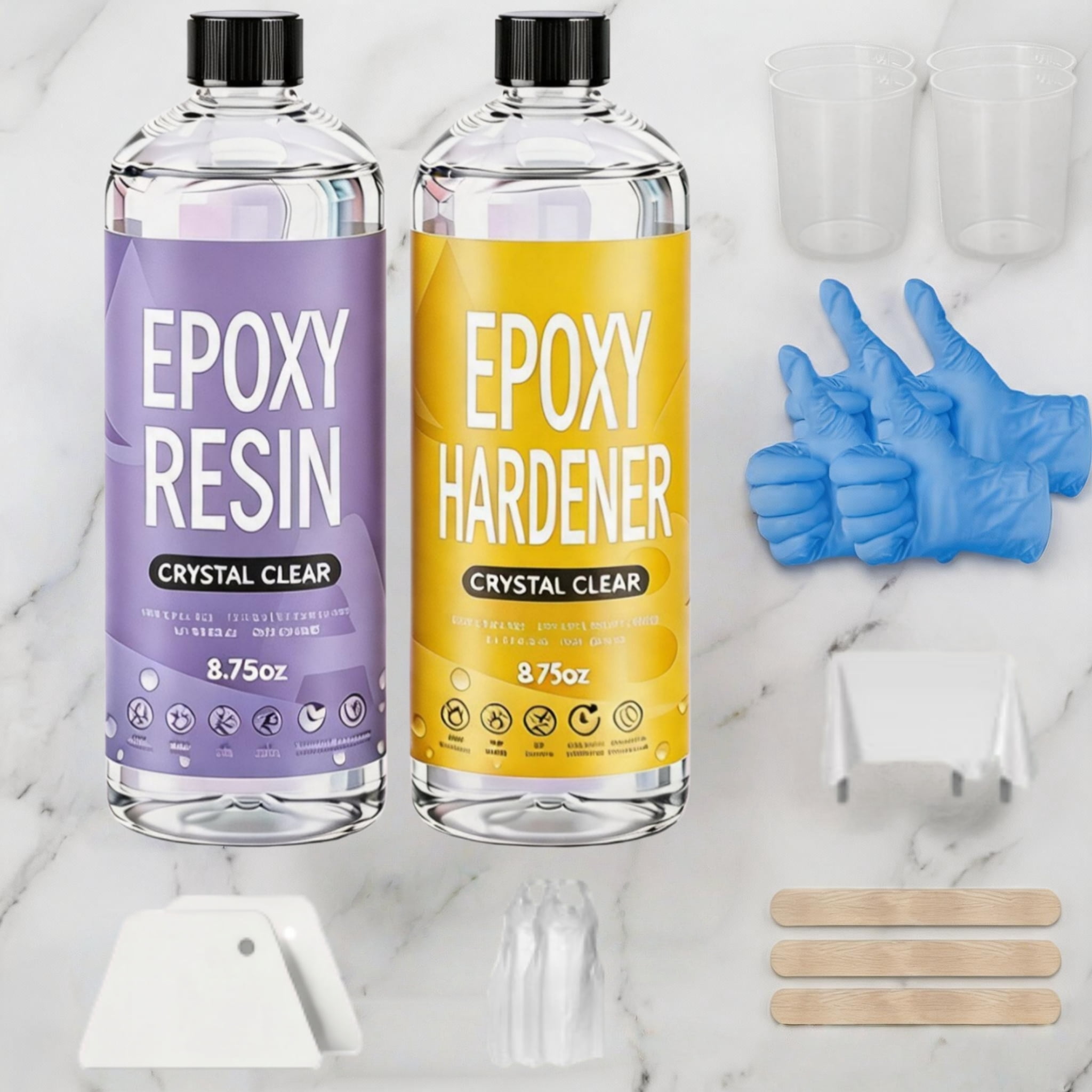 17.5oz Craft Epoxy Resin, High Transparency, Self-Leveling, No Bubbles ...
