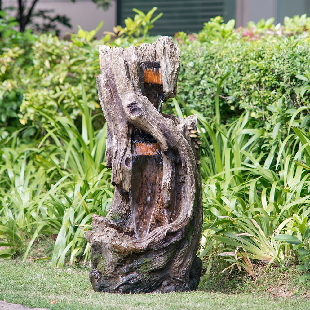 17.5x15.5x39.5" Indoor Outdoor Tree Trunk Fountain, Polyresin Floor ...