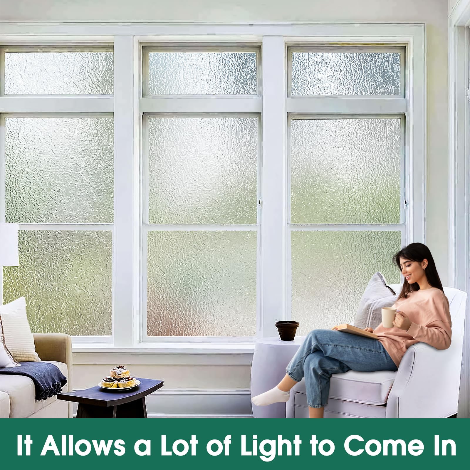 17.5x78.7 inches Frosted Window Privacy Film: Crystal Glass Film, No ...