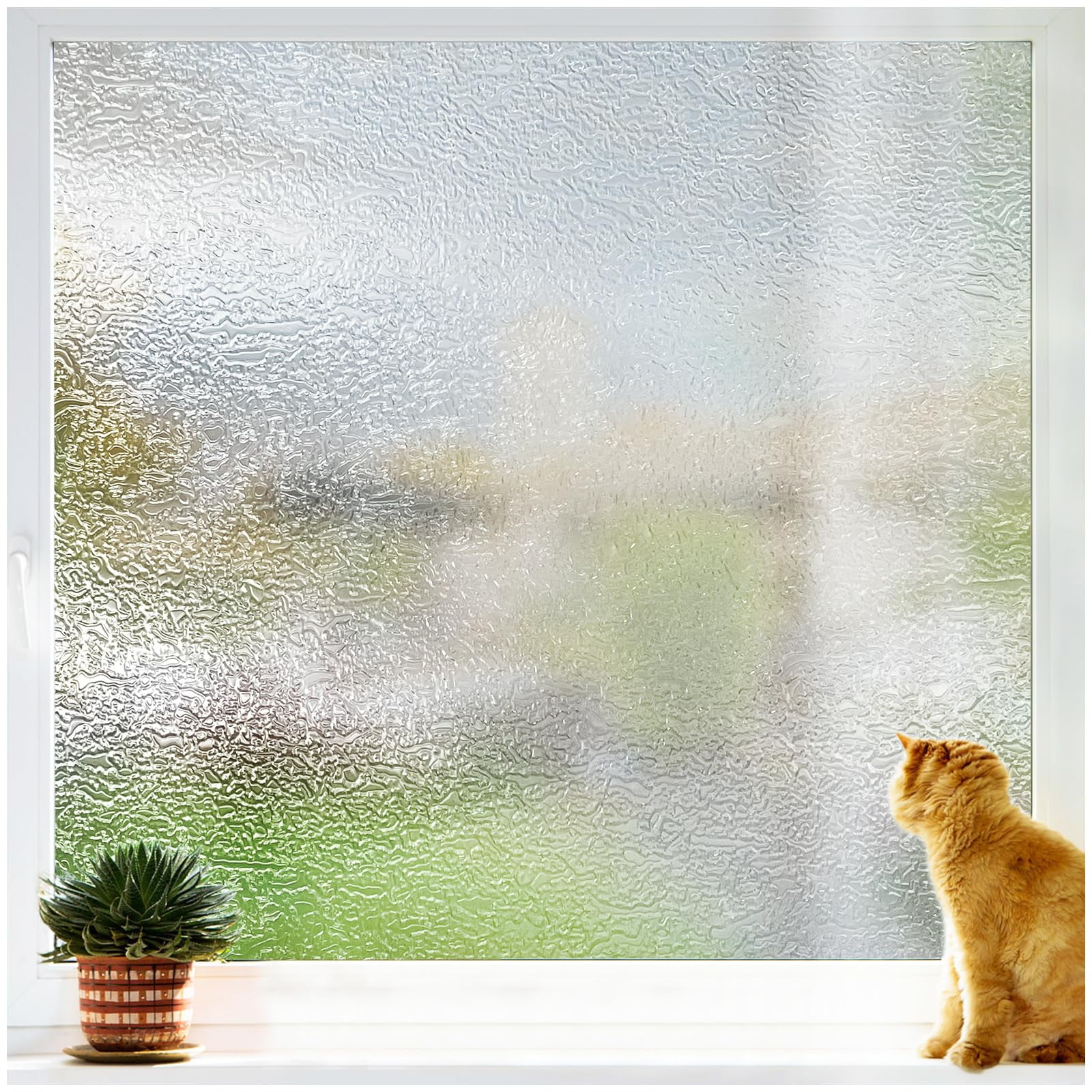 17.5x78.7 inches Frosted Window Privacy Film: Crystal Glass Film, No ...