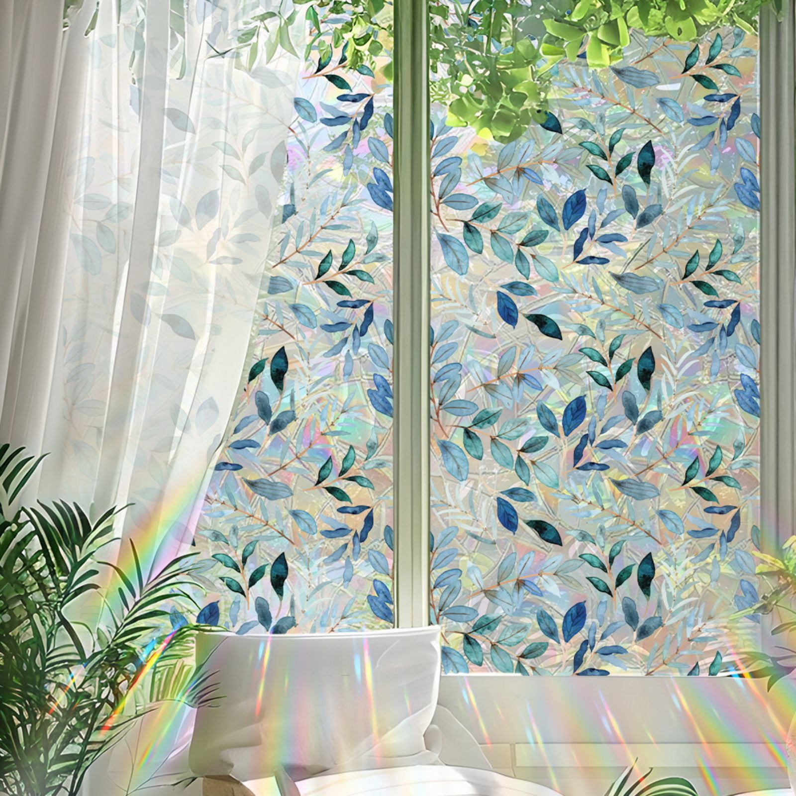 17.7*39.37 Inch Colorful Leaf Pattern Window Film, Translucent ...