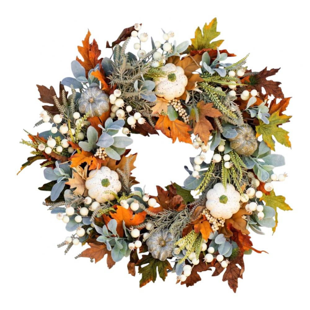 17.7" Autumn Wreath Fall Wreath Artificial Thanksgiving Decorations ...