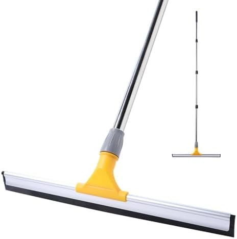 17.7" Floor Squeegee Rubber TPR Blade Scrubber Broom 61.8inch Pole ...