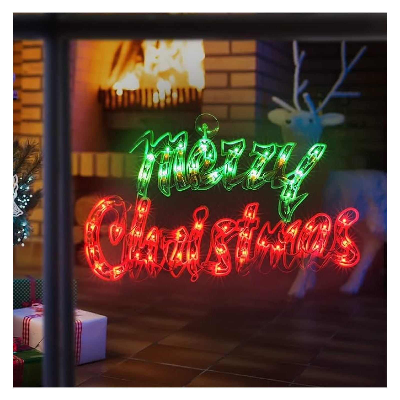 17.7 Inch Merry Christmas Sign Lighted - Window Decoration, Multicolor ...