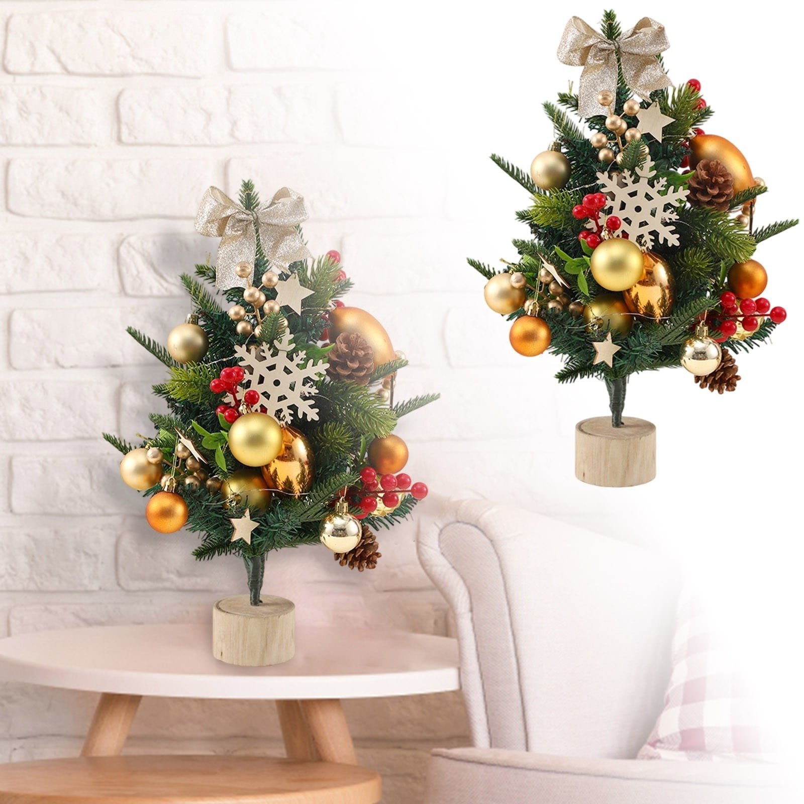 17.7 Inch Mini Christmas Tree for Tabletop, Artificial Small Xmas Tree ...