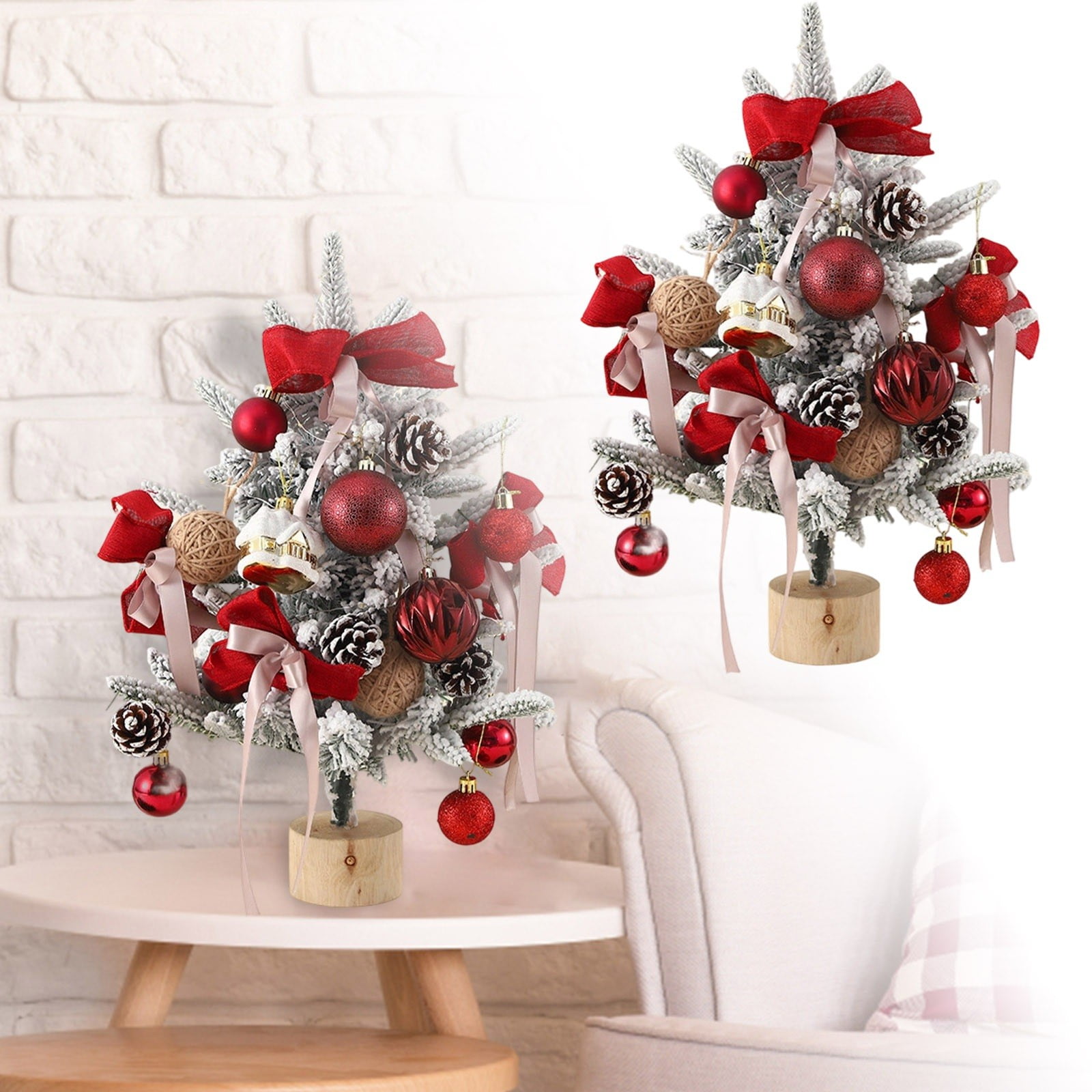 17.7 Inch Mini Christmas Tree for Tabletop, Artificial Small Xmas Tree ...