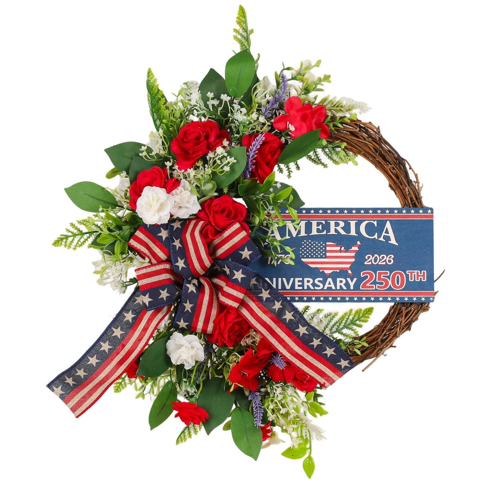 17.7 Inch Patriotic Wreath for Front Door Outdoor, UV Resistant ...