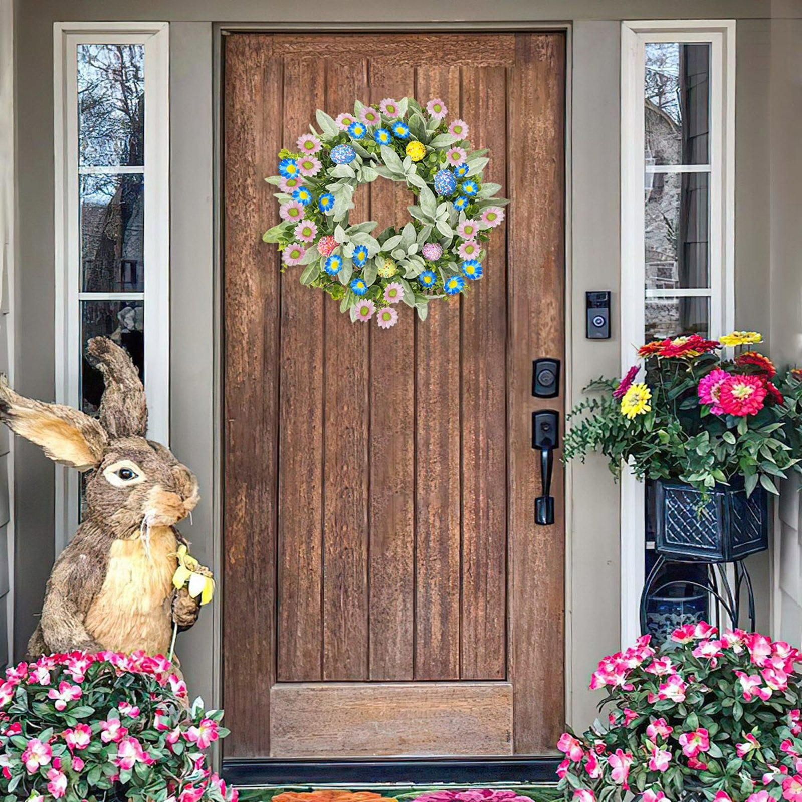 17.7 Inch Spring & Summer Wreath with Roses and Hydrangeas - Artificial ...