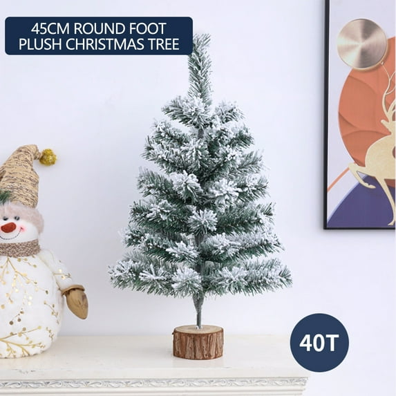 17.7" Snow Flocked Christmas Tree, Artificial Unlit Christmas Tree with ...