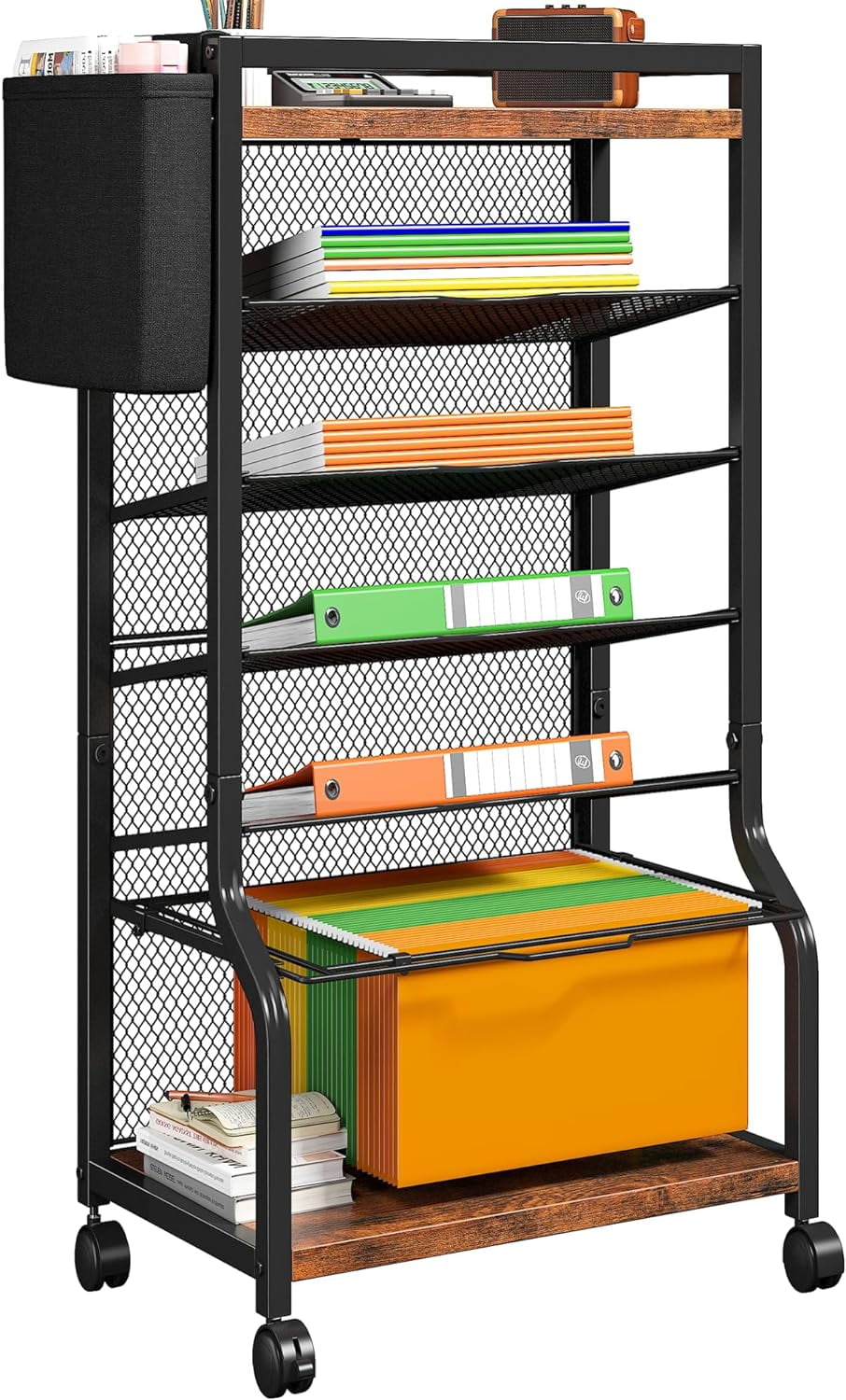 17.7"W 7-Tier Rolling File Organizer with Hanging File Folders for A4 ...