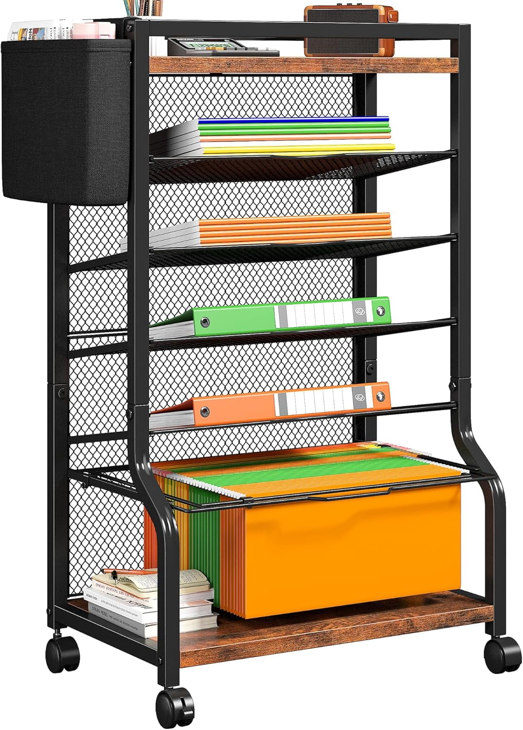 17.7"W 7-Tier Rolling File Organizer with Hanging File Folders for A4 ...