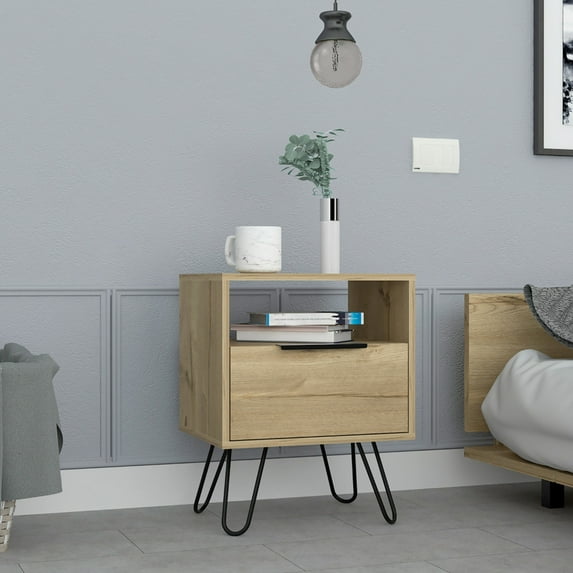 17.7 in Wide, Beige Main Color - Single Door Storage Solution - Bedside ...