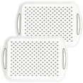 "17.7""x12.6"" 2 Pcs White Rectangular Non-Slip Serving Trays with ...
