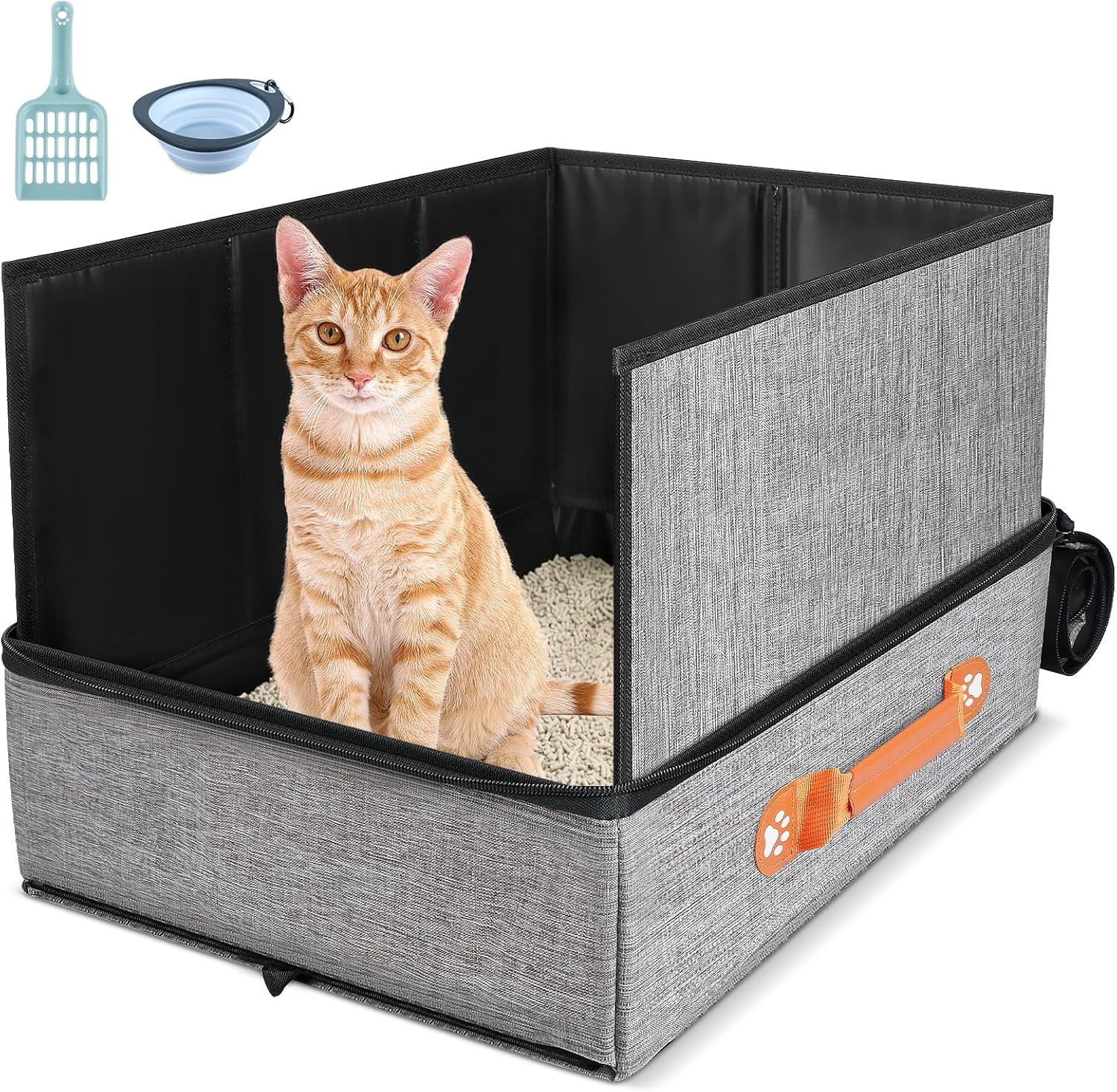 17.7''x 13.5''x 13.7" Travel Litter Box for Cats, Collapsible Cat ...