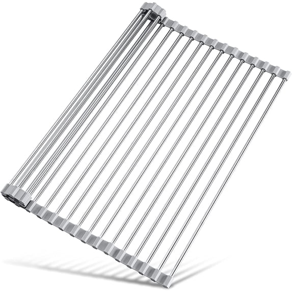 17.7" x 15.5" Roll Up Dish Drying Rack Over Sink Drying Rack Sink Cover ...