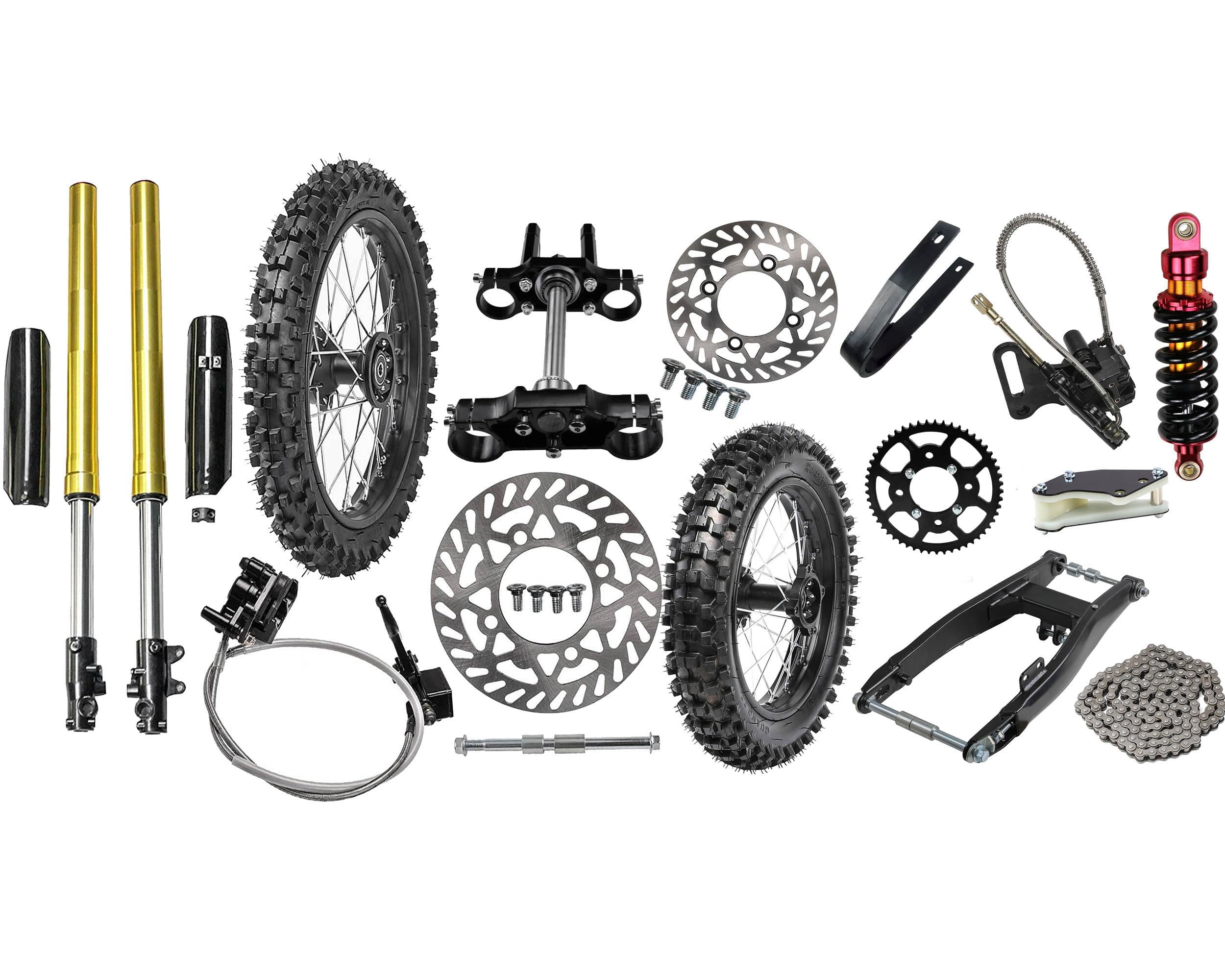 17" 70/100-17 Front & 14" 90/100-14 Rear Dirt Bike Tire Wheel Kit with ...