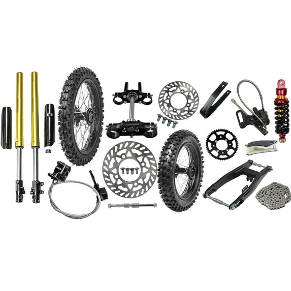 17" 70/100-17 Front & 14" 90/100-14 Rear Dirt Bike Tire Wheel Kit with ...