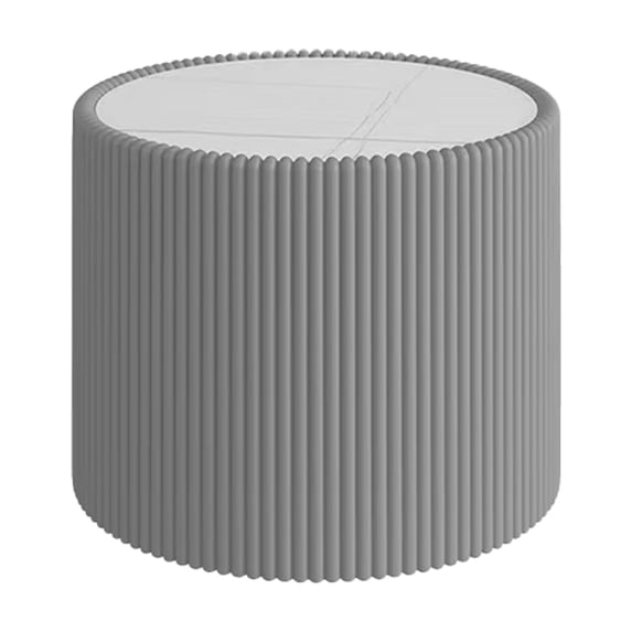 17.71" Grey Round Coffee Table, Drum Coffee Table with Sintered Stone ...