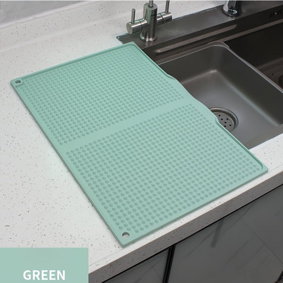 17.72×12.2 Inch Heat-Resistant Silicone Kitchen Mat, Non-Slip Drainage ...