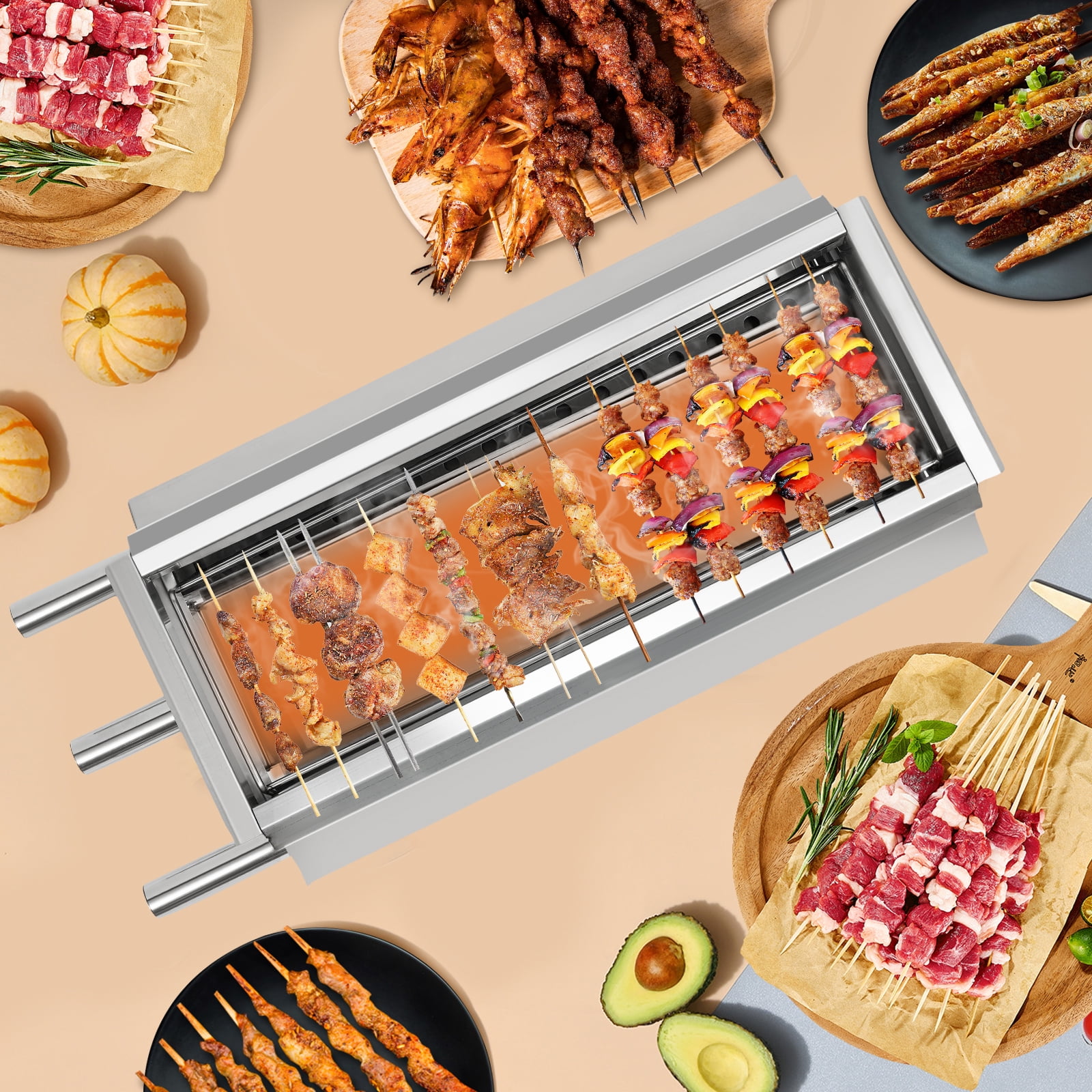 17.72*5.71-inch Grilling Area And 2-tier Rack Silver Outdoor Barbecue ...