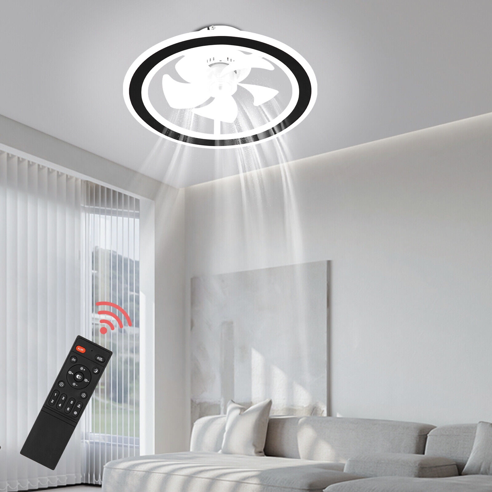 17.72 Inch Modern Ceiling Fan Light Multiple Functions with Wide ...