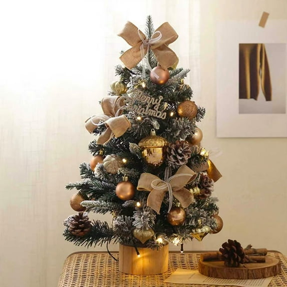 17.72 Inch Small Christmas Tree with Lights, Pre-Lit Mini Artificial ...