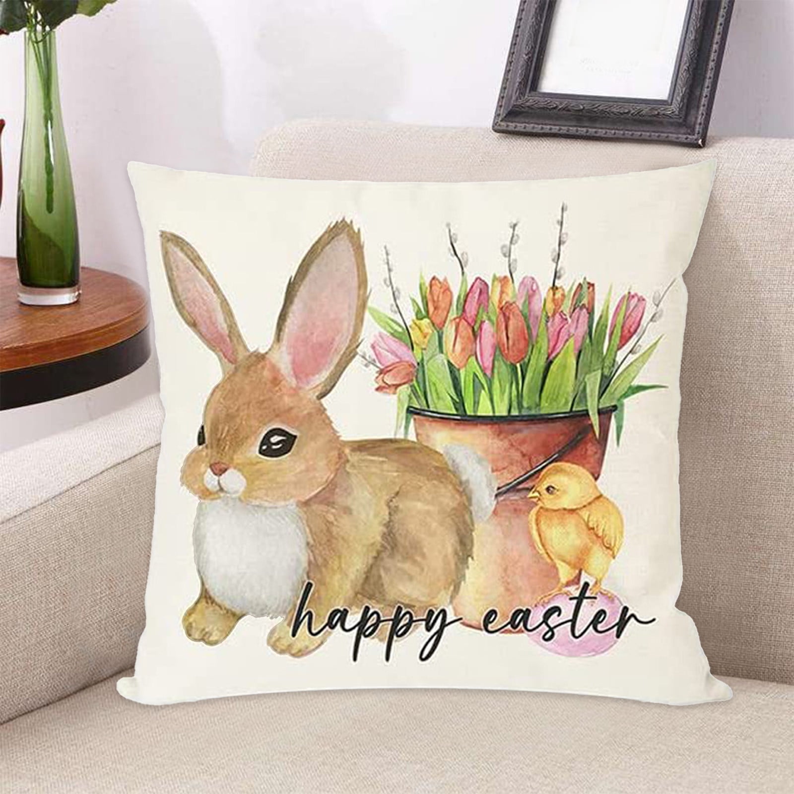 17.72inches Easter Pillow Cover Easter Cushion Cover Linen Fabrics Sofa ...
