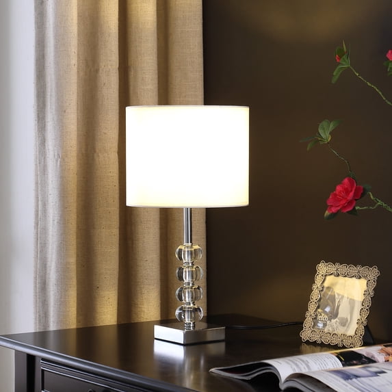 17.75 In. Olivia Prism Orb Crystal Modern Silver Table Lamp - Walmart.com