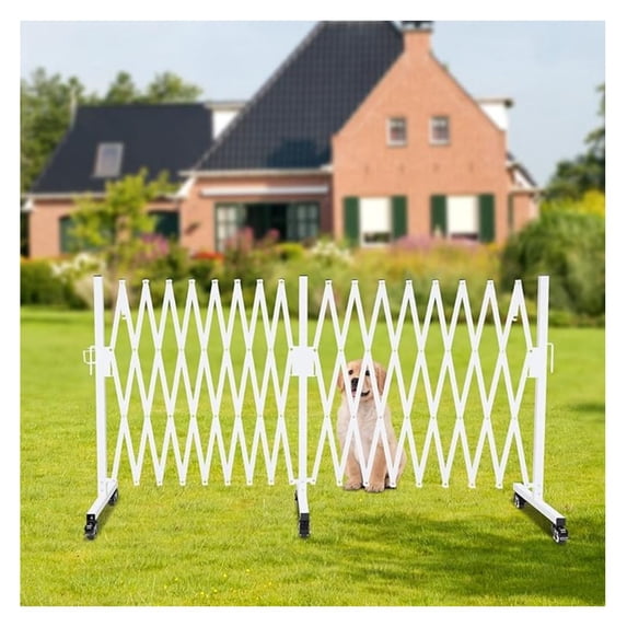 17.7Ft Expandable Barricade Gate, Metal Safety Barrier with Casters ...