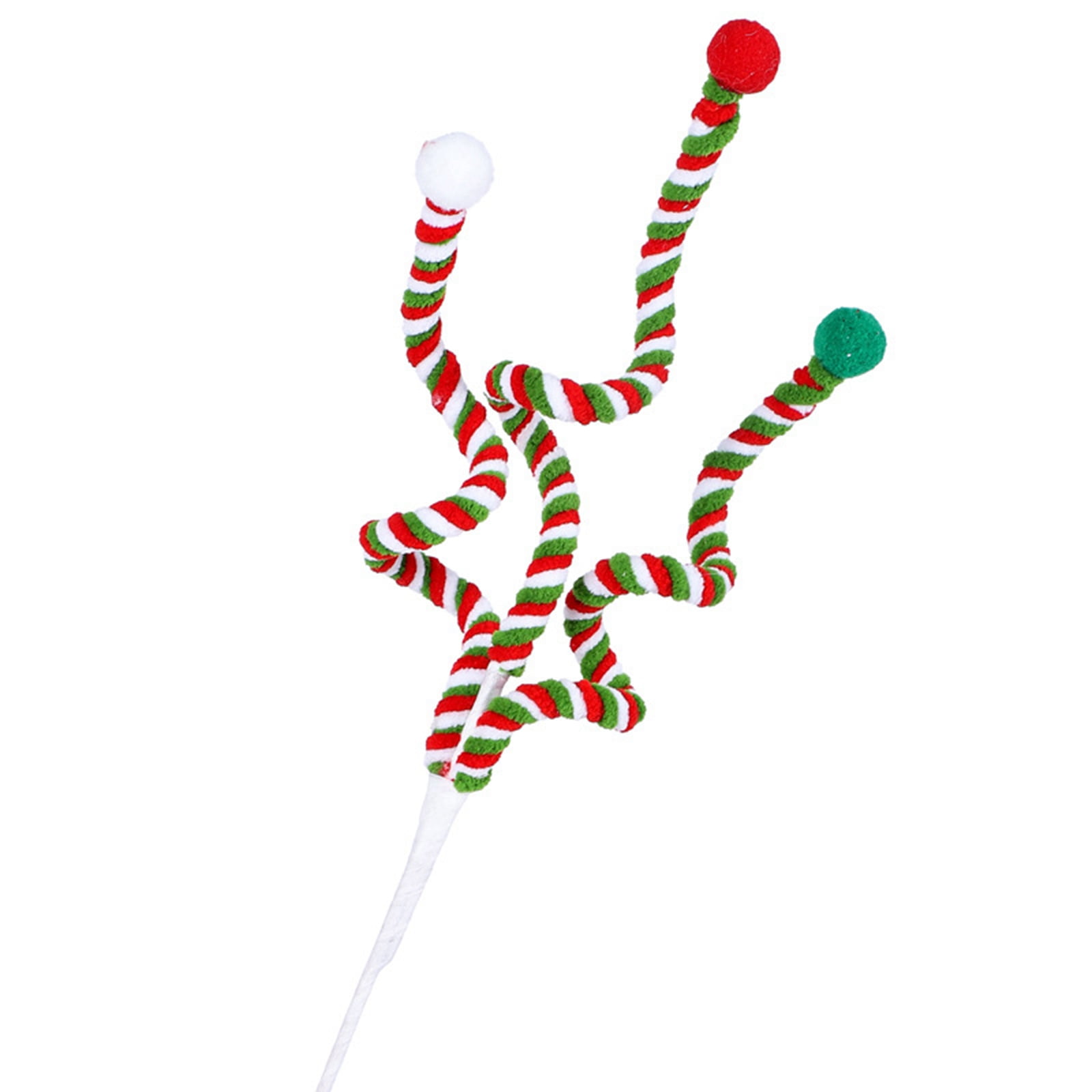 17.7Inch Christmas Tree Decor,Candy Cane Woolen Bells Curly Pick ...