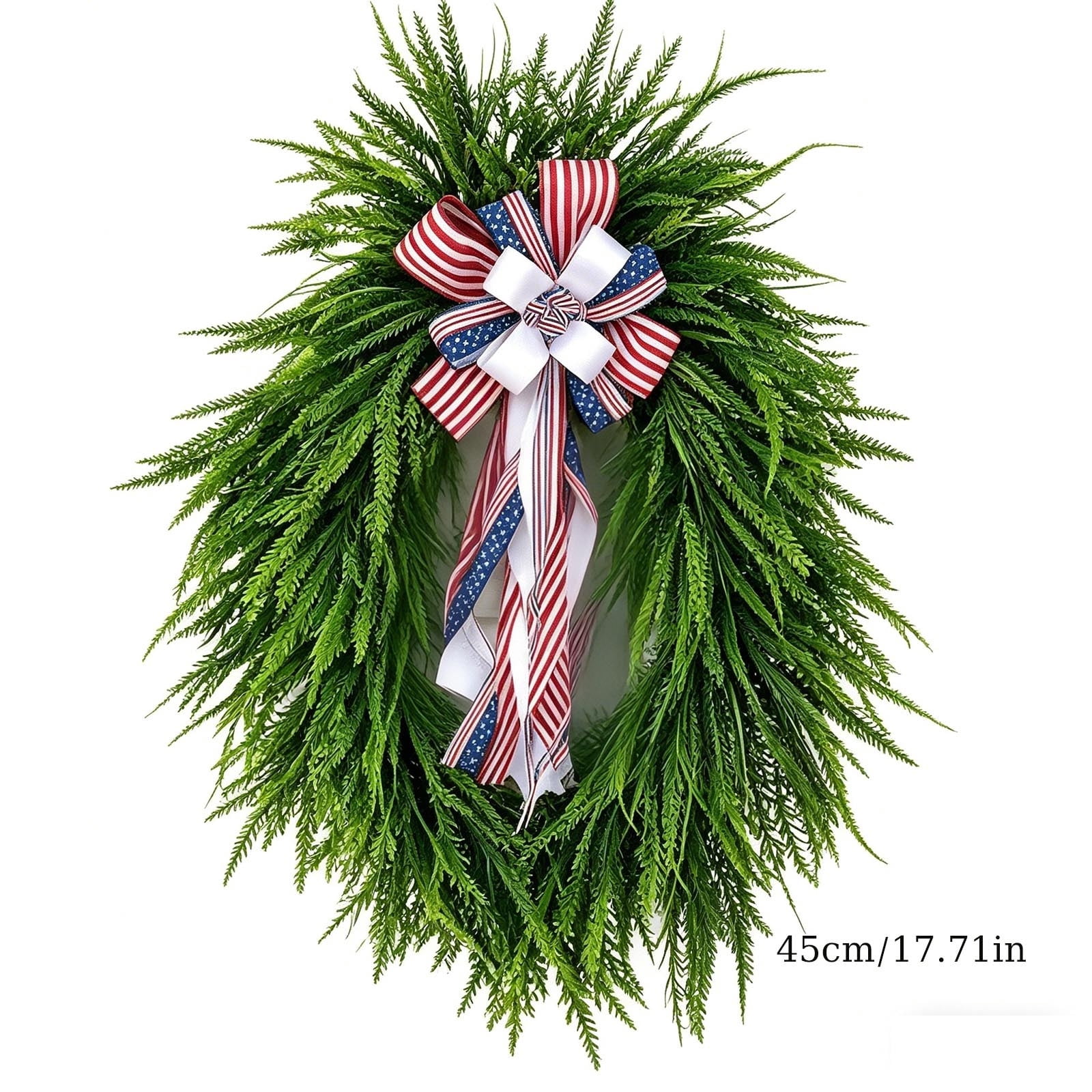 17.7Inch Independence Day Wreath With Ribbons, Patriotic Red White Blue ...