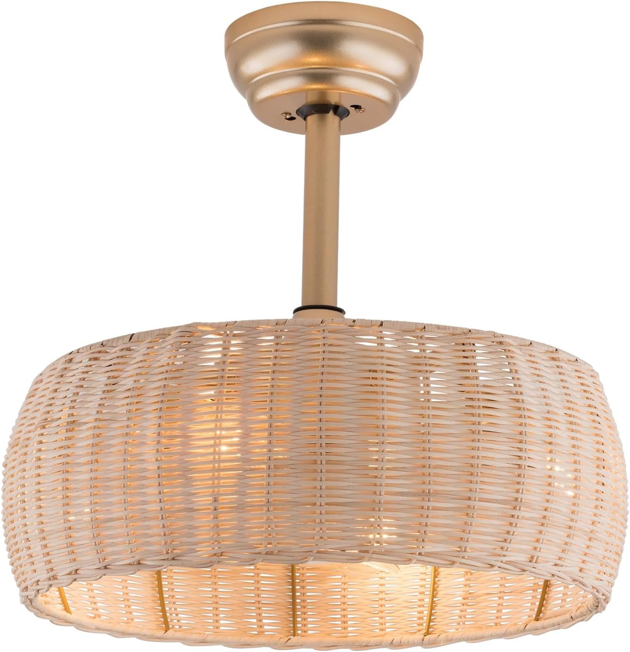 17.7in Bamboo Caged Ceiling Fan with Lights, Farmhouse Decorative ...