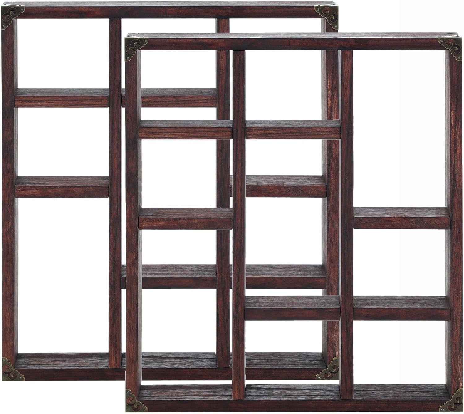 17.7x15.7-Inch Shadow Box Shelf 9-Slot Rustic Floating Shelves Large ...