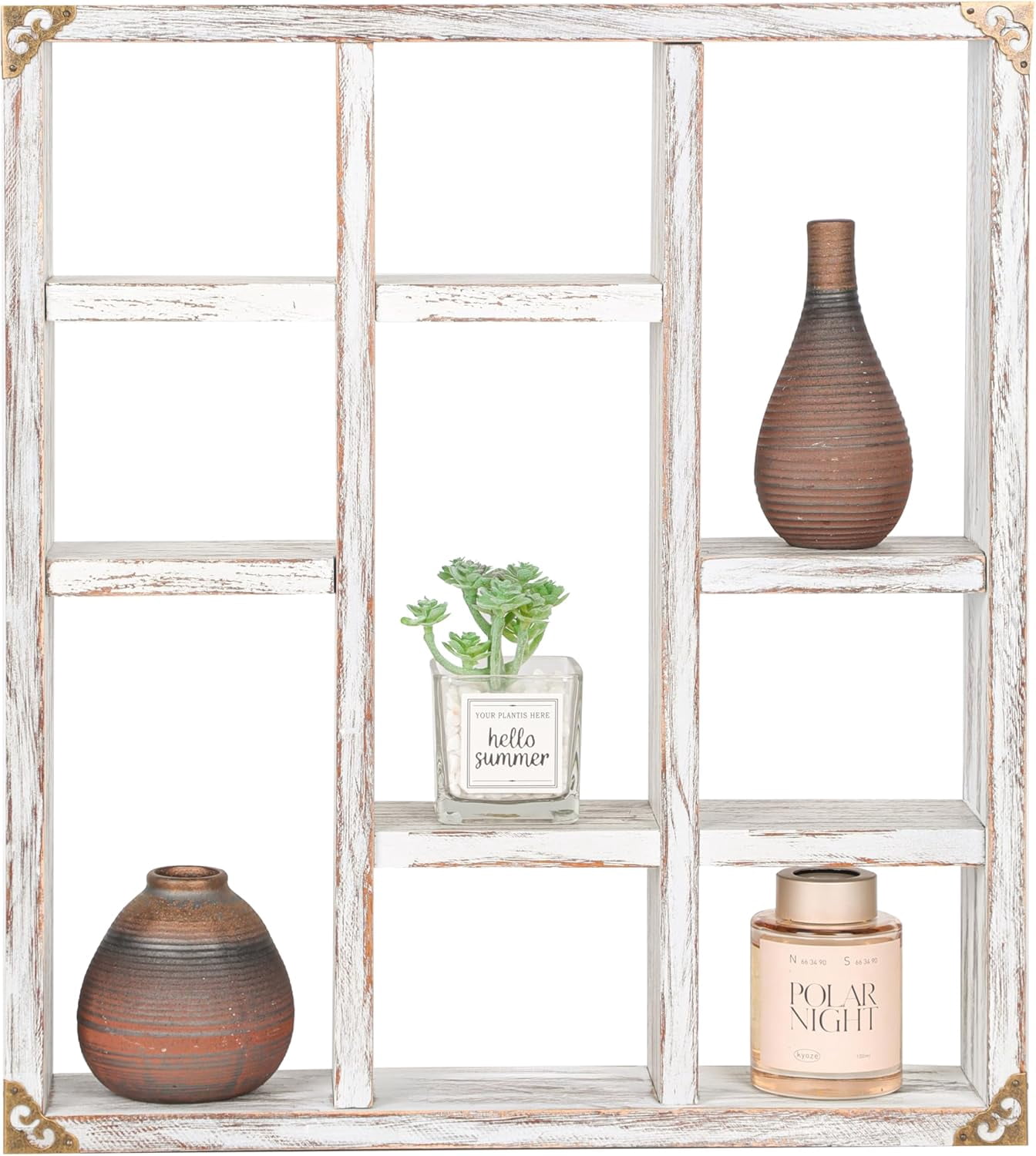 17.7x15.7-Inch Shadow Box Shelf 9-Slot Rustic Floating Shelves Larger ...