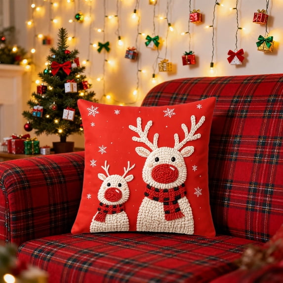 17.7x17.7 Inches Christmas Pillow Covers, Wenini Soft Fabric Decorative ...