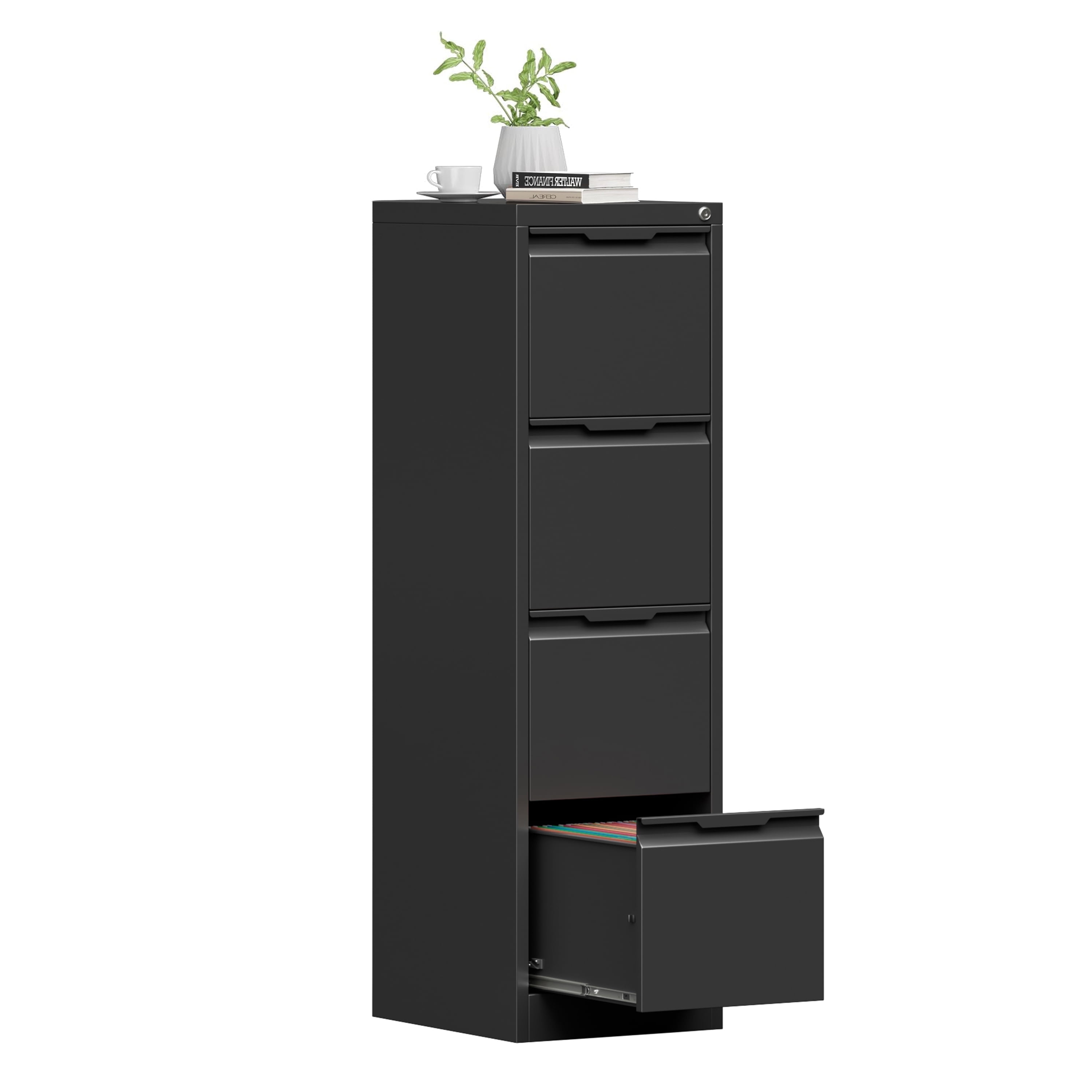 4 Drawer File Cabinet with Lock, 17.8'' Deep Filing Cabinets for Home ...